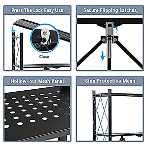 5-Tier Storage Shelving Unit, 28.03"x12.2"x62.5" Heavy Duty Metal Shelf, Foldable Storage Shelf with Wheels, Garage Shelf, Metal Storage Rack, Kitchen Shelf, 1250lbs Capacity