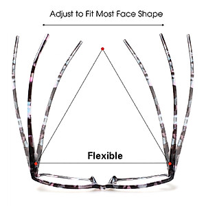 Kerecsen Reading Glasses 5 Pairs Fashion Ladies Readers Spring Hinge with Pattern Print Eyeglasses for Women (Mix Color -2, 3.00)