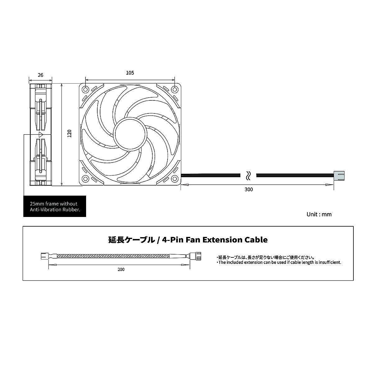 Scythe Wonder Snail 120 PWN - 2400 RPM, 120mm x 25mm Static Pressure Optimized High-Performance Computer Case Fan, Fluid Dynamic Bearing, 4-Pin Connector, Single Pack, Black