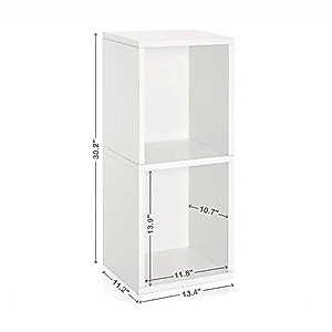Way Basics 2-Shelf Bookcase Narrow Under Desk Storage Cube Organizer (Tool-Free Assembly), White