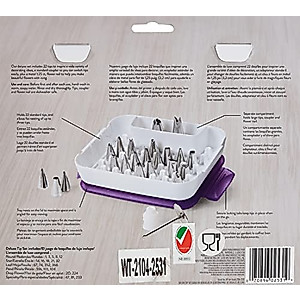 Wilton Deluxe Tip Set - Create Assorted Petals, Leaves, Basketweaves, Handwriting and More, Organize Tips Inside the Storage Case, 25-Piece