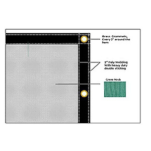 Mytee Products 8' x 10' Green Heavy Duty 6 Oz 70% Shade Mesh Tarps with Grommets ROLL-Off | Sturdy Mesh Tarp Shades for Sun Light Blockage, Green House, Garden, Swimming Pool, Balcony Privacy Mesh