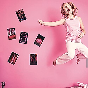 Wall Collage Kit Aesthetic Pictures, Pink Room Decor Aesthetic,Double-Sided Printing 50 Pcs Boho Decor Room Decor for Teen Girls, Wall Art Plants Photo Collage Kit for Wall Aesthetic (Pink)