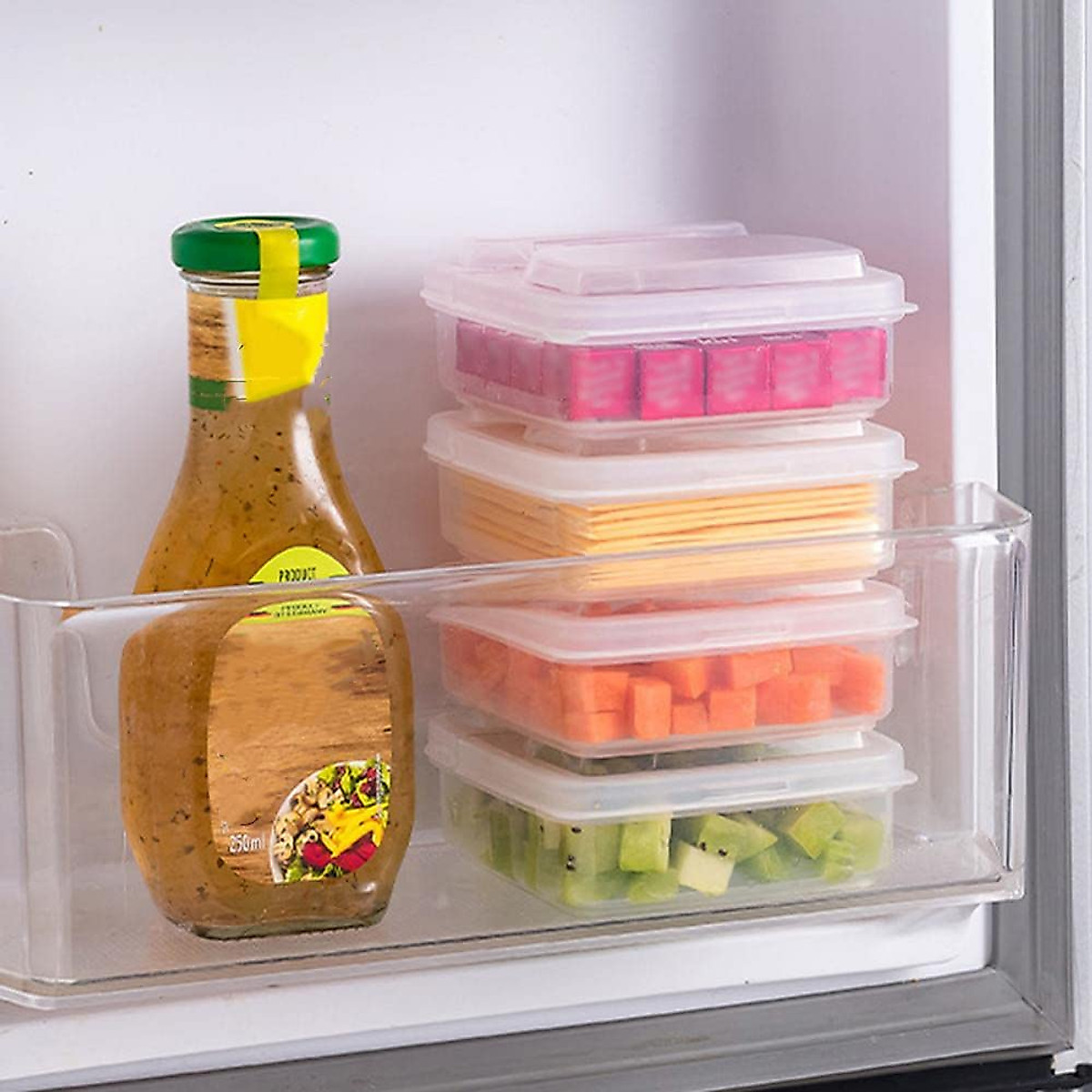 Elvaesther Cheese Container for Refrigerator, 2pcs Food Storage Cheese Box, Flip-top Butter Block Cheese Slice Storage Box, Fruit Vegetable Fresh-Keeping Organizer Containers with Lid Transparent