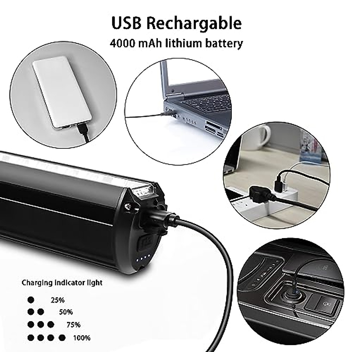 Suruid Super Bright LED Bike Light, USB Rechargeable Bicycle Headlight-5 Modes, Waterproof Bike Headlight, Waterproof Bike Headlight,Daytime Running Light,MTB Off-Road Cycling Commuting 1