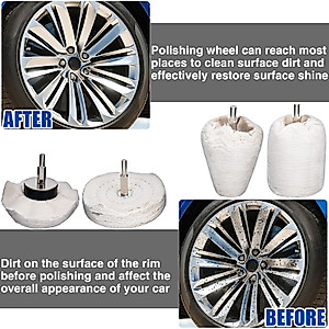 Buffing Wheel for Drill, 11Pcs Wheel Polishing Kit Polishing Wheel for Drill with 0.25" Hex Shafts, Wheel Shaped Polishing Tool for Aluminum Chrome Car Headlight Rim Jewelry Glass Wood Plastic Ceramic