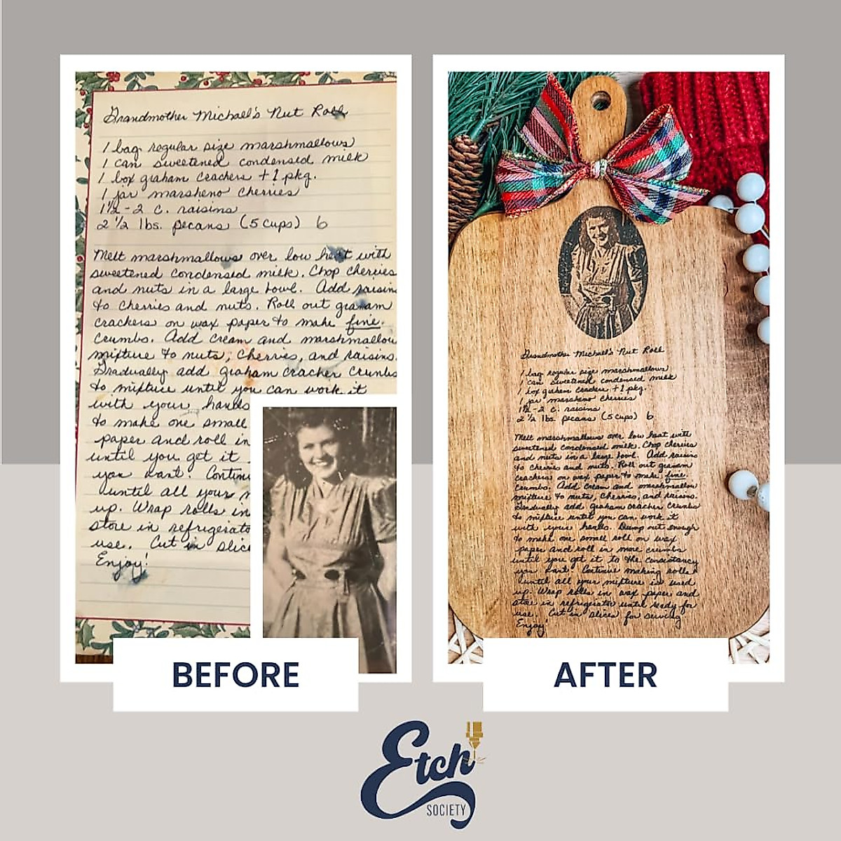 Handwritten Recipe cutting board | Personalized handwritten recipe cutting board | Custom cutting boards | Family Gifts | Charcuterie Board | Christmas Gifts