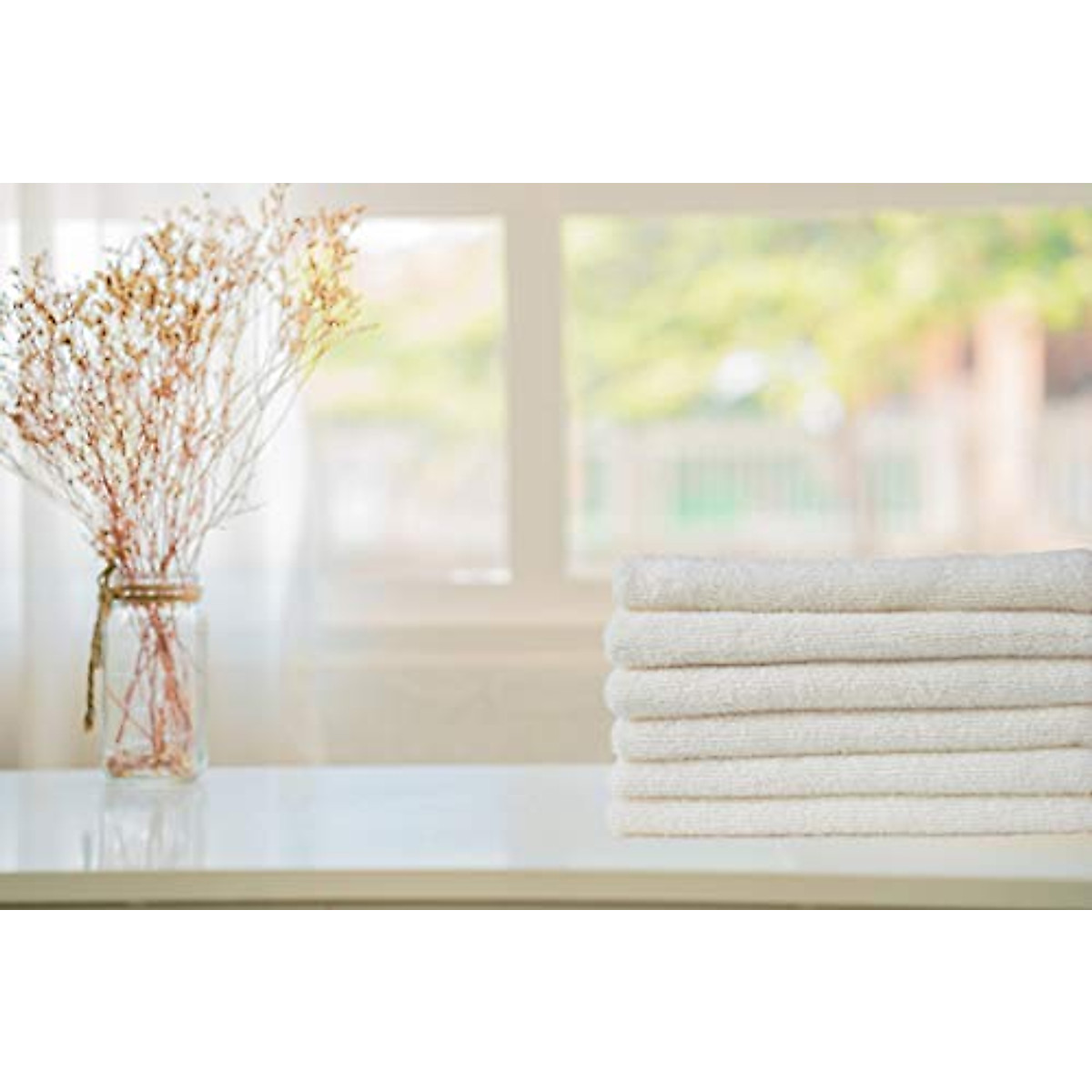 RosenSoft Oversized Wash Clothes-16x14 in Extra Large Wash Cloths for Body and Face, Hand Gym Spa- Fingertip Towels for Bathroom, Bath Towel Set, 100% Turkish Cotton Thick and Absorbent (White, 6)