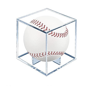 Jaragar Baseball Display Case 1 Pack, UV Protected Sport Collectibles Baseball Holder Acrylic Cube Memorabilia Display Box, Official Baseball Autograph Display Case for Official Size Baseball