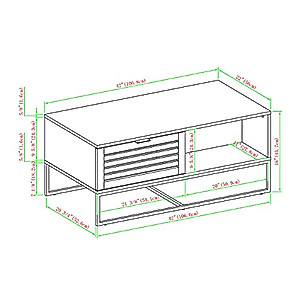 Walker Edison Modern Slatted Wood Rectangle Coffee Table with Drawer Living Room Ottoman Storage Shelf, 42 Inch, Dark Walnut