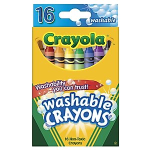 Crayola Washable Ultra Clean Crayons, Assorted Colors,16/Box (52-6916)