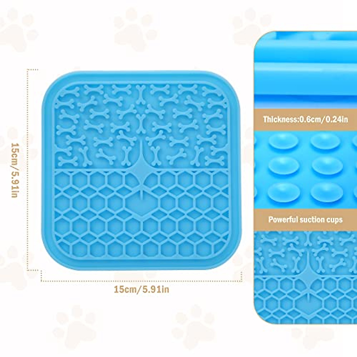 Lick Mat for Dog and Cat, Dog Slow Feeder Mat for Bathing Grooming Nailing Trimming, Food-Grade, Non-Toxic…