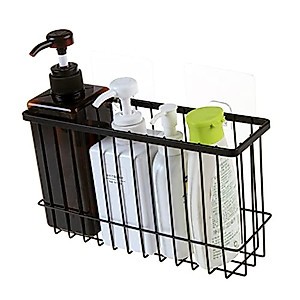 HOLIDYOYO Bathroom Shelf Underwire Wire Storage Baskets Kitchen Counter Hooks Accessories Rustproof Wire Basket Closet Organizer Bins Pickle Crock Tank Shower Stall Bathroom Organizer Black