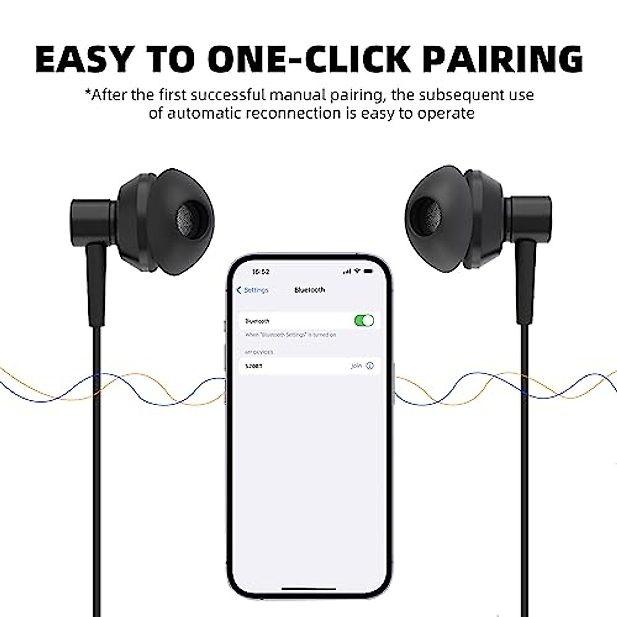 SoundMAGIC S20BT Neckband Bluetooth Headphones Wireless Earphones HiFi Stereo in Ear Headset with Microphone Lightweight Sports Earbuds Long Playtime Stable Connection Black