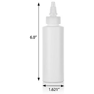 JUVITUS 4 oz / 120 ml White Plastic Cylinder Squeeze Bottle with Twist Top (12 Pack)