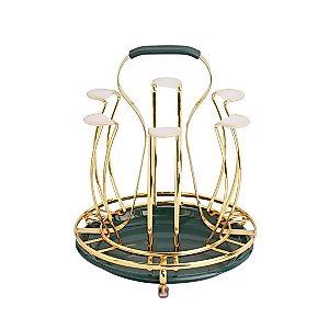Alunsito Cup Drying Rack Beer Glasses Stand 6 Mugs Metal Drainer Holder Non-Slip Mugs Organizer with Handle for Sink, Coffee Table, Outdoor
