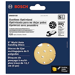 Bosch SRM5R120 5 pc. 120 Grit 5 in. Multi-Hole Hook-and-Loop Sanding Discs