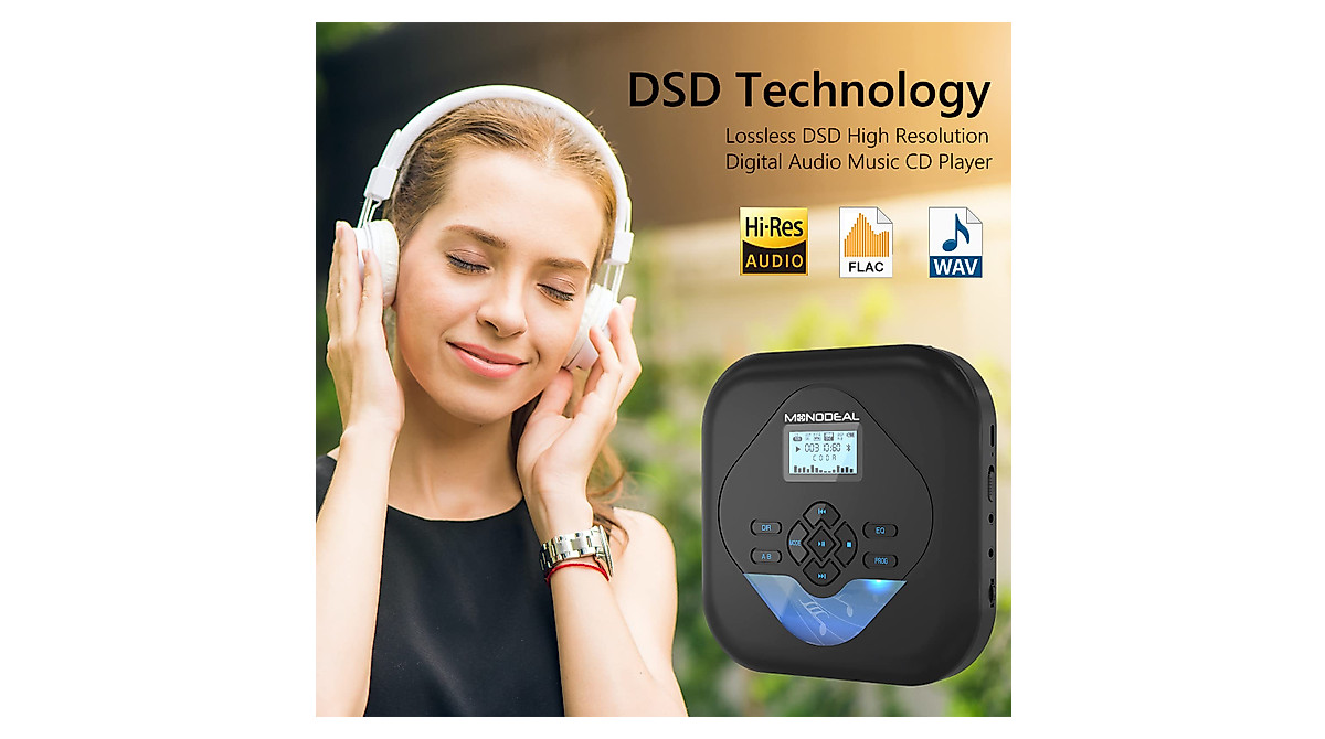 Portable Bluetooth CD Player with Speakers & Anti-Skip Technology