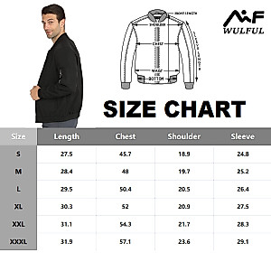 WULFUL Mens Casual Lightweight Jacket Softshell Flight Bomber Jacket Varsity Windbreaker