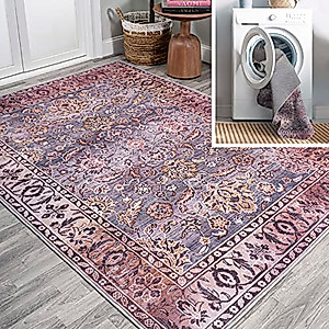 JONATHAN Y WSH106A-4 Victoria Ornate Persian All-Over Machine Washable Indoor Bohemian Transitional Area Rug,High Traffic,Kitchen,Living Room,Backyard,Non Shedding,4 X 6,Brown/Gray