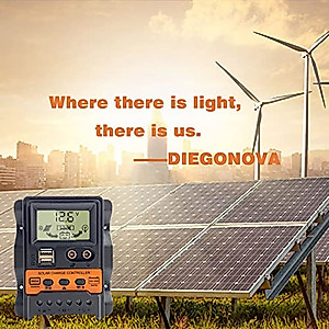 BLINGJOY 30A Solar Charge Controller, Solar Panel Controller 12V/24V PWM Auto Paremeter Adjustable LCD