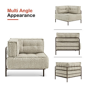 MCombo Modular Sofa Couch with Removable Cushion, 2 Seaters Accent Sofa Chair for Living Room, Apartment, Office 4663+4644 (Ivory)