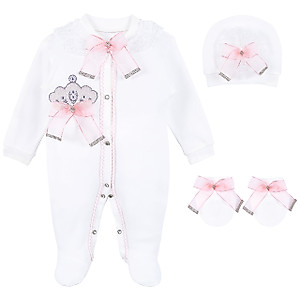 Lilax Baby Girl Jewels Crown Layette 3 Piece Gift Set 0-3 Months Pink