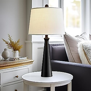 Oneach 25.75" Table Lamps Set of 2 for Living Room Bedroom, Bedside Lamp 3-Way Dimmable Touch Control, Modern Black Nightstand Light Fabric Shade Vintage Accent Style