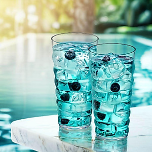 Amazing Abby - Ripply - 24-Ounce Plastic Tumblers (Set of 6), Plastic Drinking Glasses, All-Clear Reusable Plastic Cups, Stackable, BPA-Free, Shatter-Proof, Dishwasher-Safe