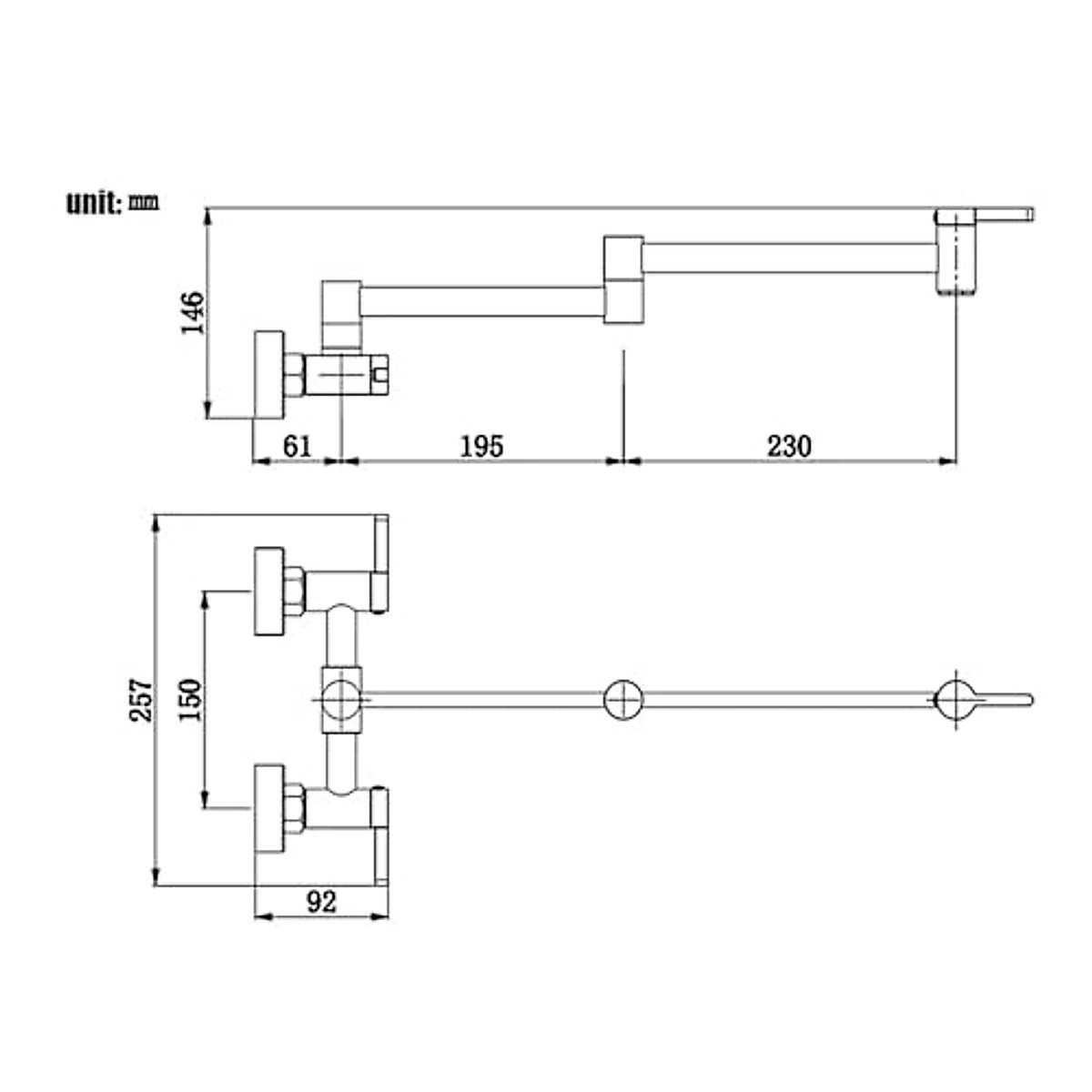 YAYAZUJI Wall Mounted Cold and Hot Kitchen Faucet Balcony Laundry Sink Folding Double Switch Sink Stretching Sink Bathtub Faucet Gold,Basin Faucet, Silver, ZS-998