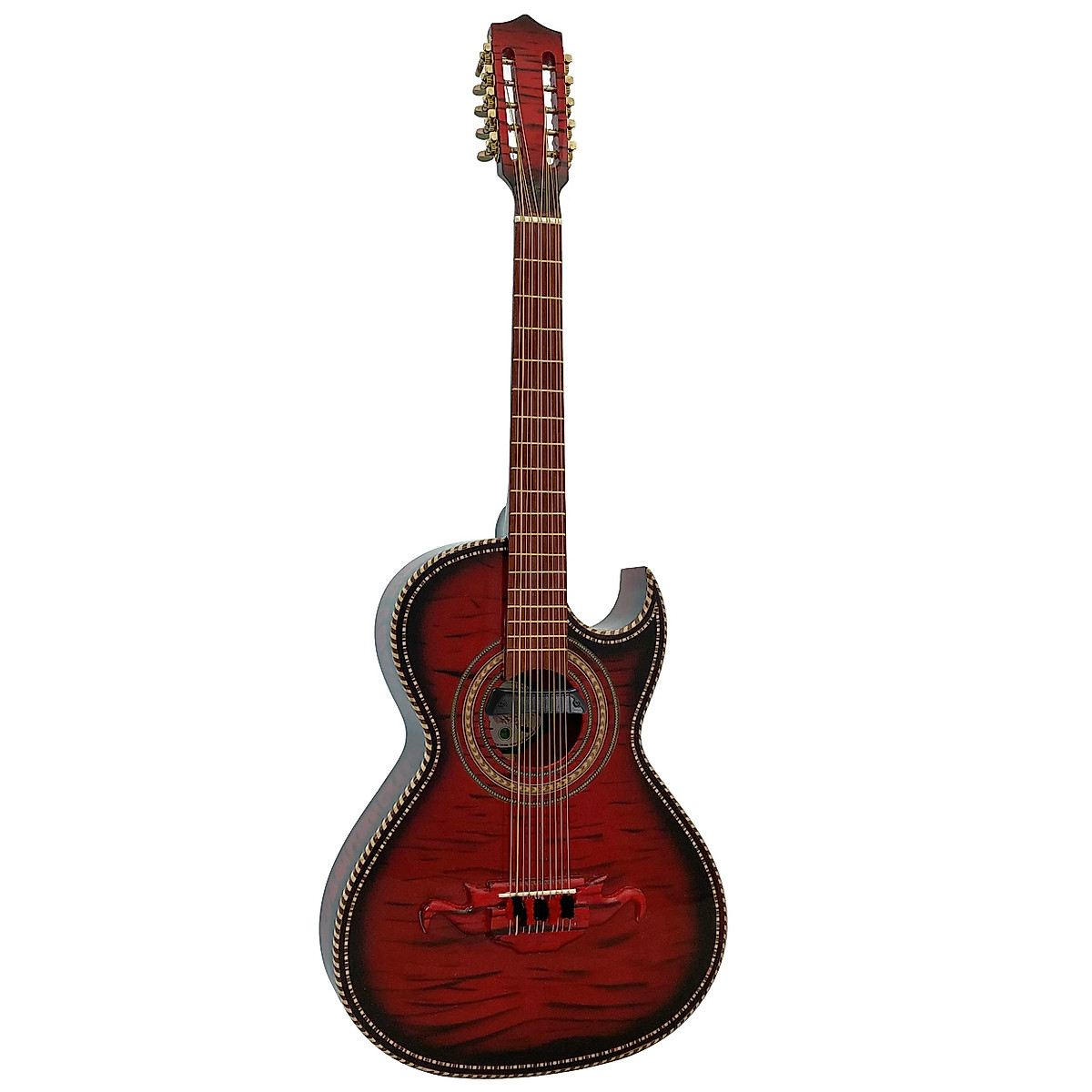 D'Luca Paracho 10-String Bajo Quinto Acoustic-Electric Right-Handed Tiger Red (DL-PQ1-EQ-TR)