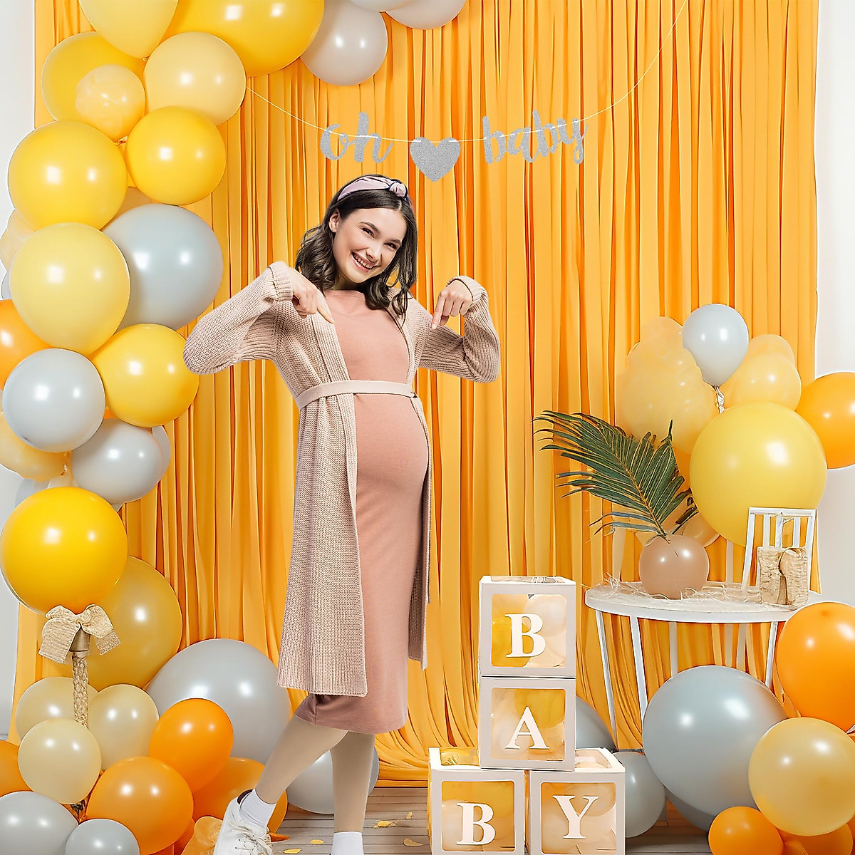 10x10 Marigold Backdrop Curtain for Parties Wrinkle Free Orange Photo Curtains Backdrop Drapes Fabric Decoration for Wedding Birthday Party Baby Shower 5ft x 10ft,2 Panels