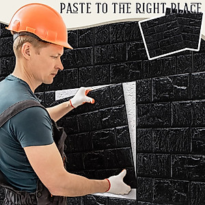 Tinlade 30 Pcs 28.81 Sq ft 3D Wall Panels Peel and Stick Foam Brick Wallpaper Printable Faux Brick Wall Panels Decorative Self Adhesive Wall Tiles Waterproof Wall Covering Panels (Black)
