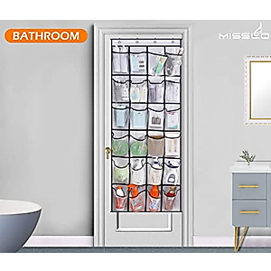 MISSLO Over Door Shoe Organizer with Deep Pockets and 24 Large Mesh Pockets White