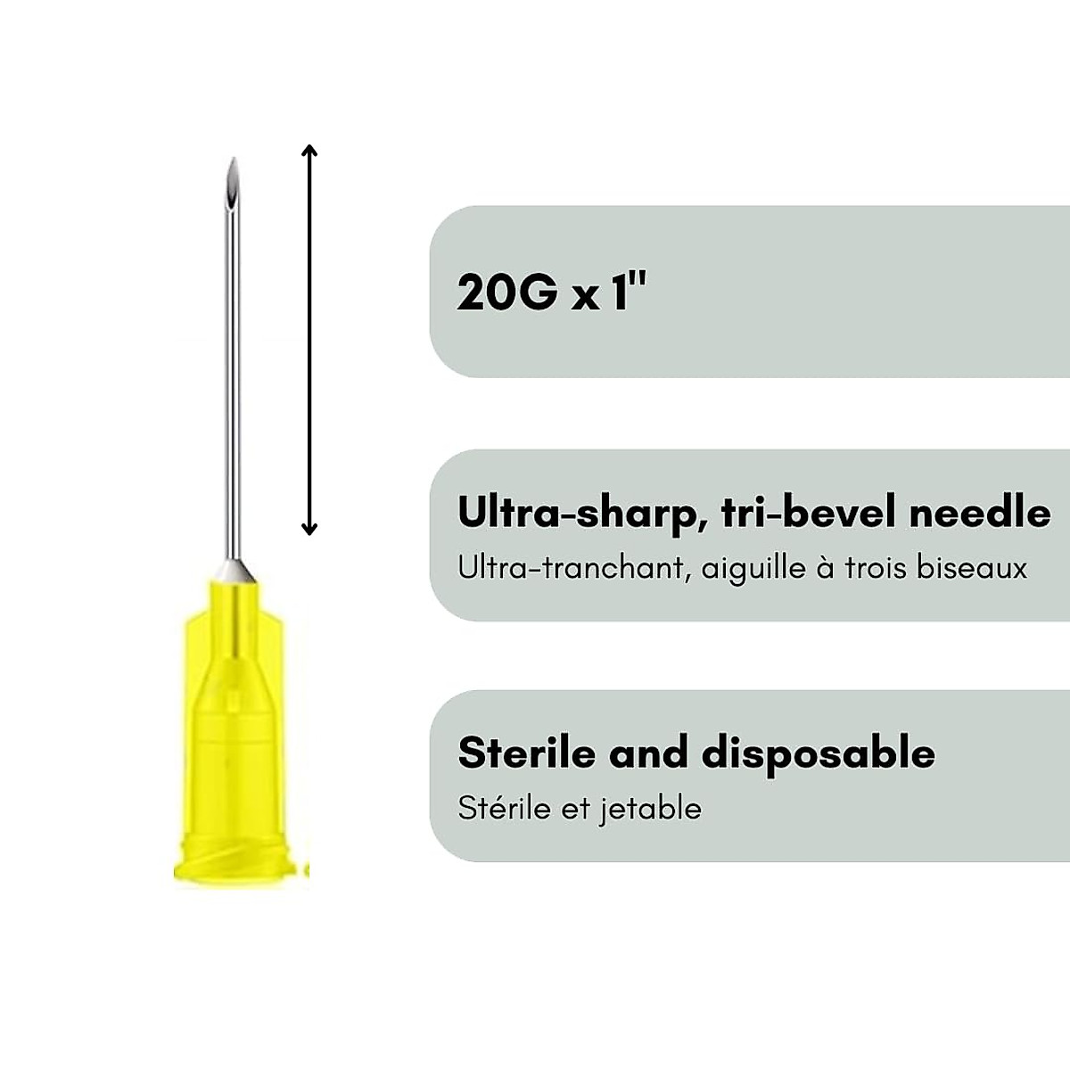 Elimedical Veterinary Hypodermic Needle, Poly Hub 20G x 1 inch, 100 per box, Individually Packed, NDL2025