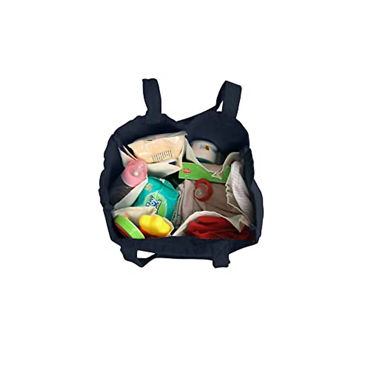 JOORY Premium Cotton Canvas Tote Bag with 6 Internal Pockets – Washable Heavy-Duty Cotton Canvas Bag with Reinforced Stitching Dark Blue