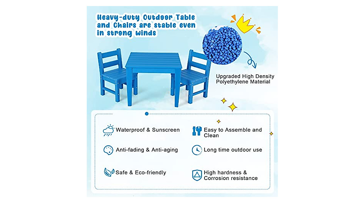 Durable Costzon Kids Table & Chair Set for Indoor/Outdoor