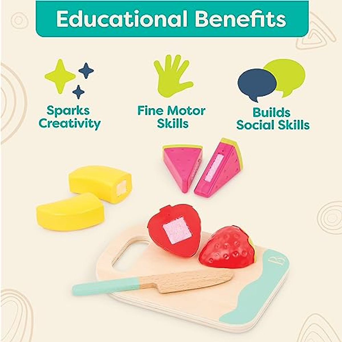 B. toys-Mini Chef - Fruity Smoothie Playset- Pretend Play Smoothie Play Set – Toy Blender & Play Kitchen Accessories – Play Food, Cup, Cutting Board, Knife – Role-Play Toys for Kids – 3 Years +