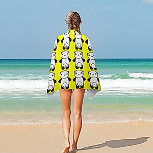 My Little Nest Bath Towels Soft Absorbent Bathroom Towel Pandas Yellow Quick Dry Bath Towel Large Shower Towels Lightweight Hand Towels 31" x 51"