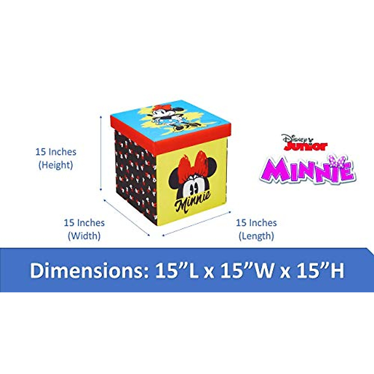 Disney Minnie Mouse Storage Ottoman, 15” Toy Box