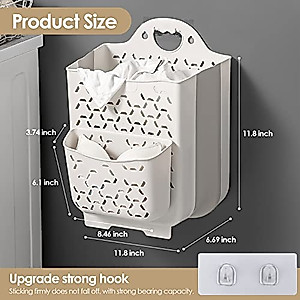 Collapsible Laundry Baskets,13.5 Liter/3.5 Gallon Household Laundry Hamper,Foldable Laundry Basket Plastic Storage Container/Organizer,Space-Saving Wall Hanging Clothes Hamper