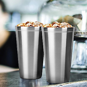 KXCFCYS Stainless Steel Cups 16oz, 4 Pack Stainless Steel Tumbler Stackable Double Wall Vacuum Insulated Metal Drinking Glasses