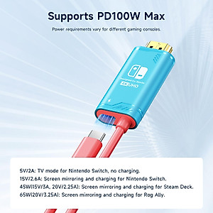 JINGDU USB C to HDMI Cable Compatible with Nintendo Switch NS/OLED, Portable TV Adapter Connector Replaces The Original Switch Dock for TV Screen Mirroring, Convenient for Travel, 4K HD, 2m, Blue