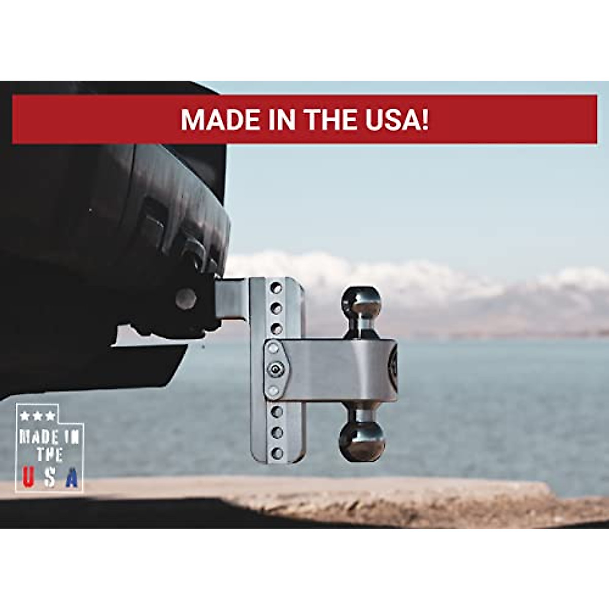 Weigh Safe 180 Hitch - Adjustable Trailer Hitch Ball Mount - 8" Adjustable Drop Hitch for 2" Receiver - Heavy Duty Aluminum Trailer Tow Hitch w/ Chrome Plated Tow Balls (2" & 2 5/16") - 12,500 GTW