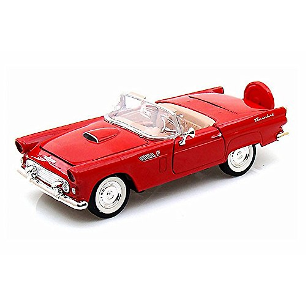 1956 Ford Thunderbird Convertible, Red - Motormax 73215 - 1/24 scale Diecast Model Toy Car
