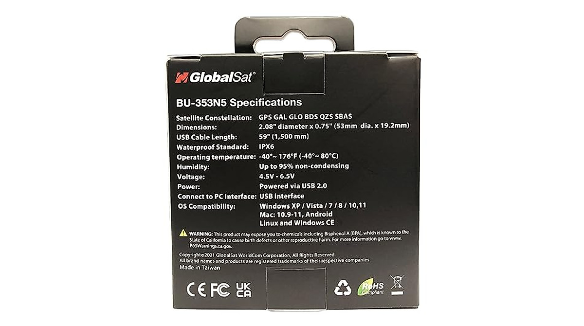 GlobalSat BU-353N5 USB GNSS Receiver - High Sensitivity