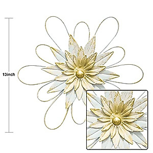 hogardeck Metal Flower Wall Decor - 13" Metal Floral Wall Decoration for Bedroom, Living Room, Bathroom, Kitchen, Outdoor Wall Art