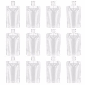 YASUOA 12 Pieces 100ml Leakproof Travel Pouches for toiletries Bulk Travel Size Refillable Squeeze Pouches Containers TSA Approved Empty Stand Up Pouch for Lotion Shampoo Liquids 3.4oz