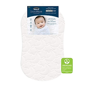 HALO DreamWeave Breathable Mesh BassiNest Mattress Replacement Pad and HALO BassiNest Fitted Sheet Morning Mist, Bundle