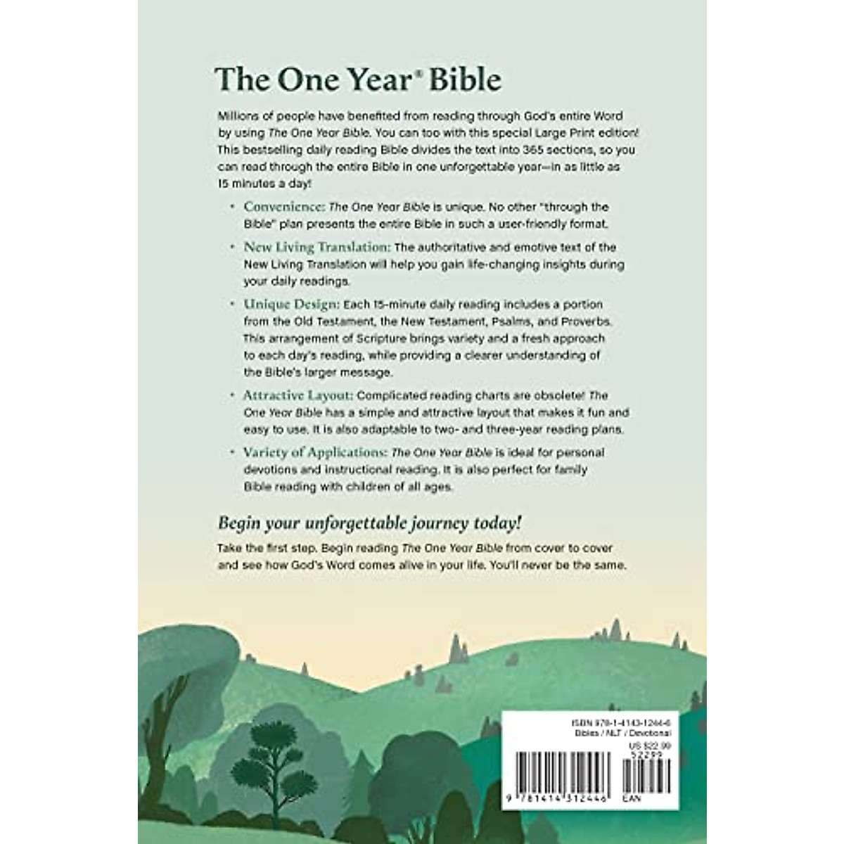 The One Year NLT Large Print Thinline Bible (Softcover) The Entire Bible in 365 Readings in the Clear and Trusted New Living Translation